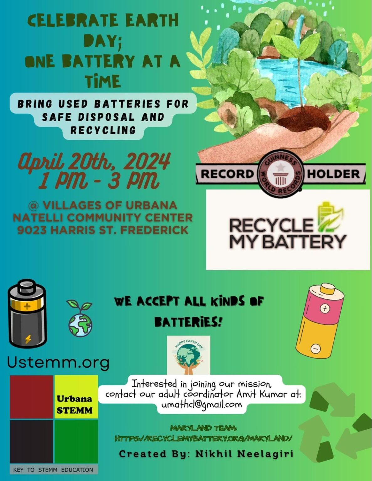 Come Recycle Your Batteries on Earth Day! – Urbana STEMM